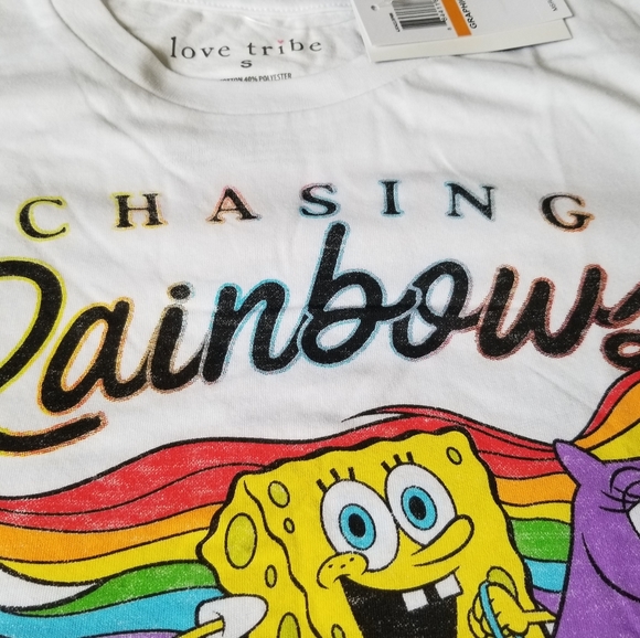 Love Tribe | Tops | Womens Spongebob Chasing The Rainbow Tshirt | Poshmark